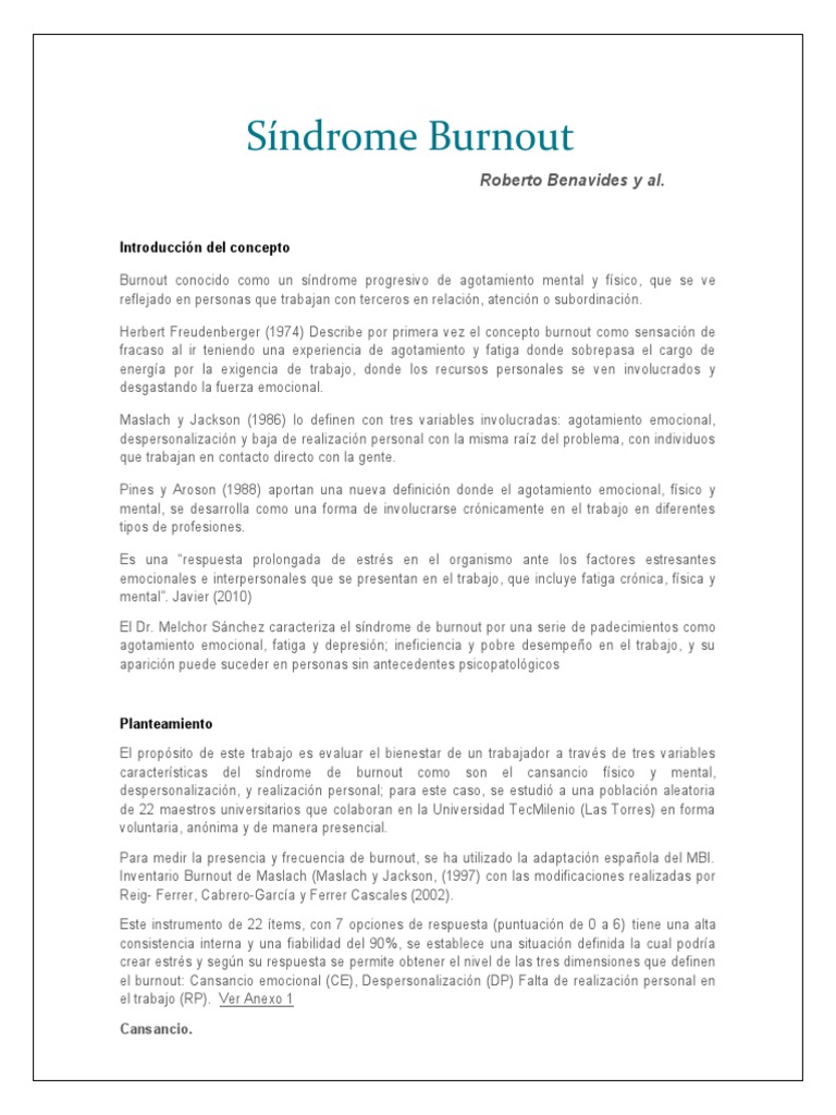 Burnout | PDF | Burnout ocupacional | Experiencia subjetiva Burnout | PDF | Burnout ocupacional | Experiencia subjetiva