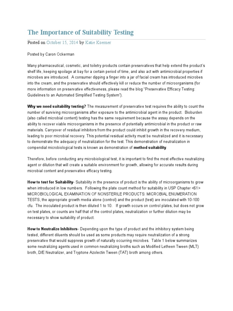 The Importance of Suitability Testing | PDF