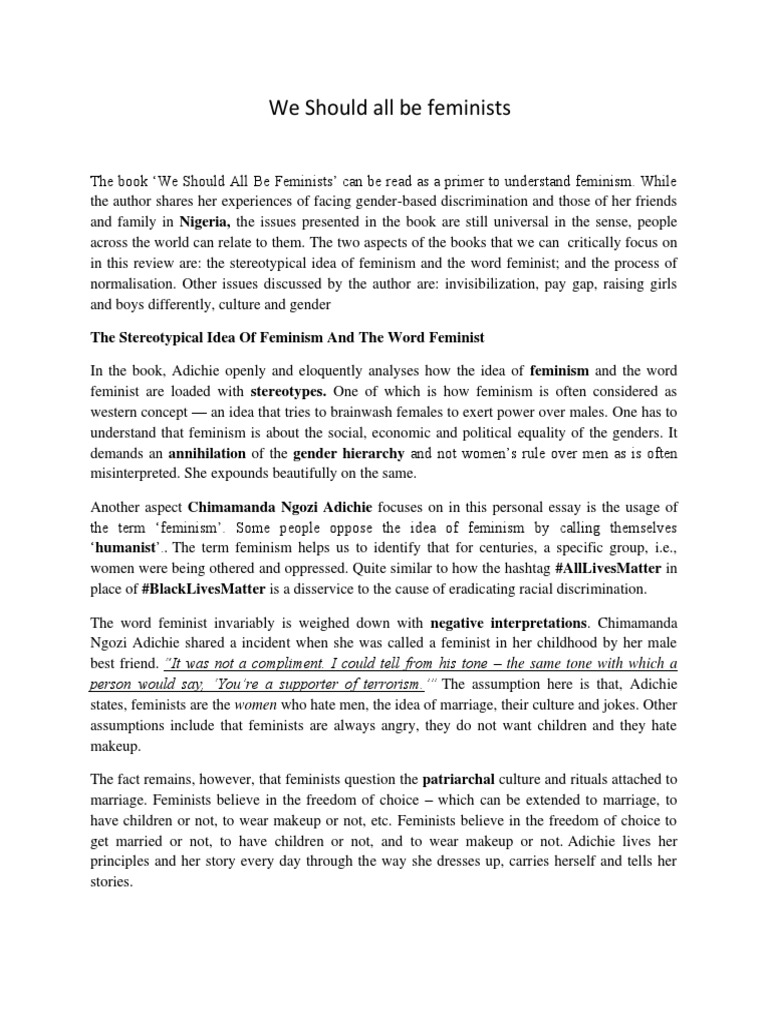 We Should All Be Feminists. | PDF | Gender Studies | Feminism