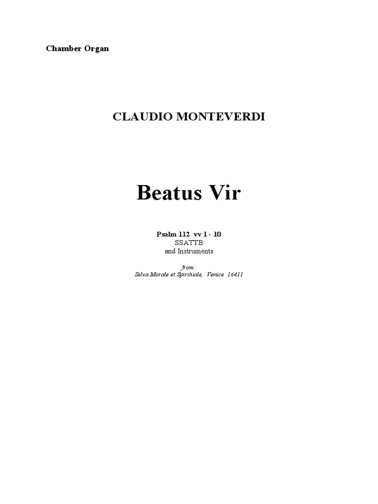 Monteverdi - Beatus Vir | PDF | Vocal Music | Psalms