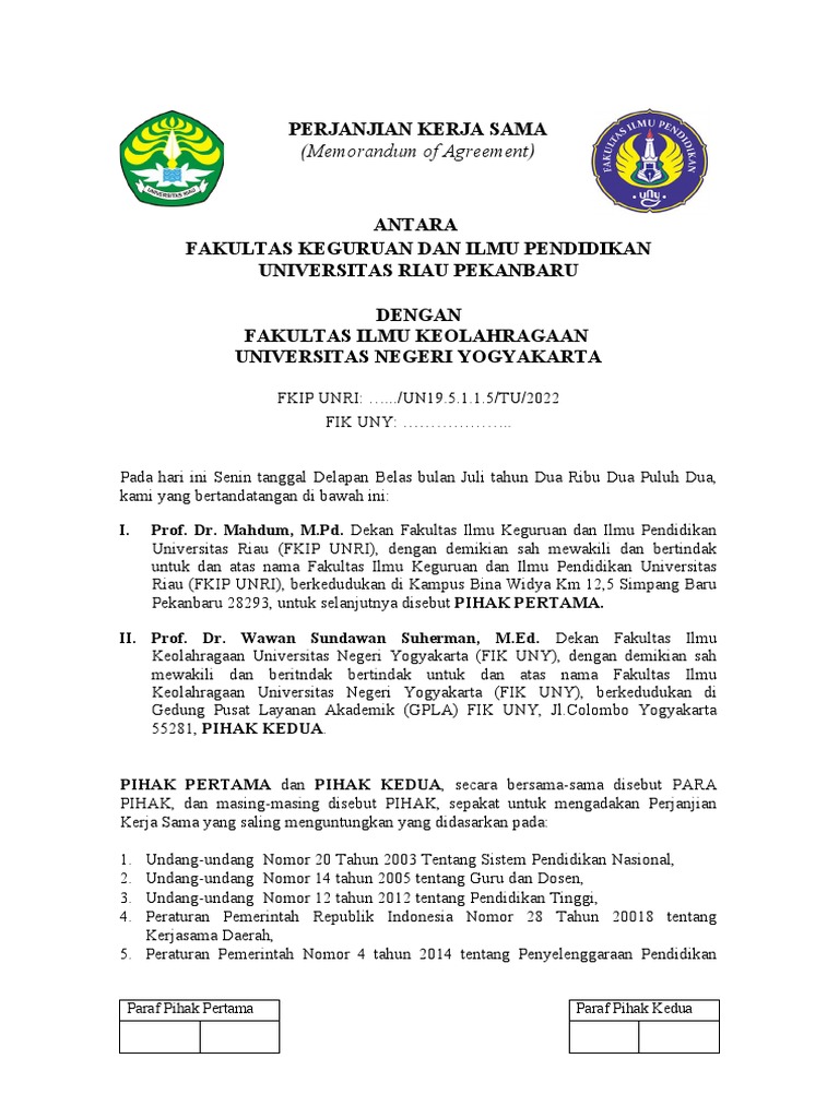Moa Fkip Unri - Fik Uny 2022 | PDF