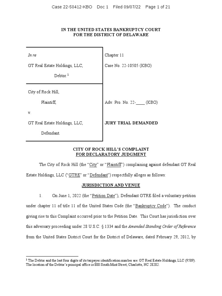 Complaint for Declaratory Judgment | PDF | Bonds (Finance) | Breach Of Contract