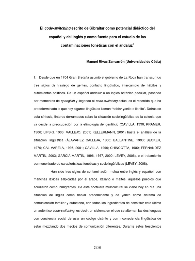 Code-switching en Gibraltar: yanito y andaluz | PDF | Lengua española ...