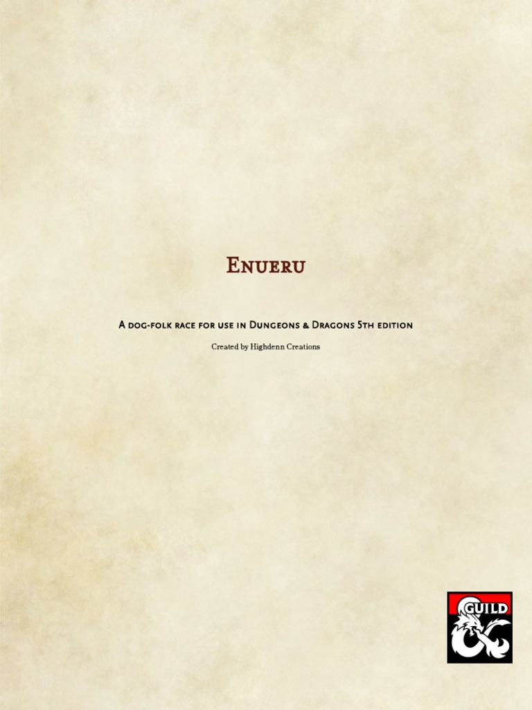 Enueru: Dog-Folk for D&D 5E | PDF | Dogs | Subspecies Of Canis Lupus