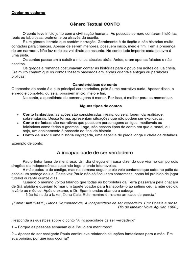 6 Anos 1234 Genero Textual CONTO | PDF | Contos