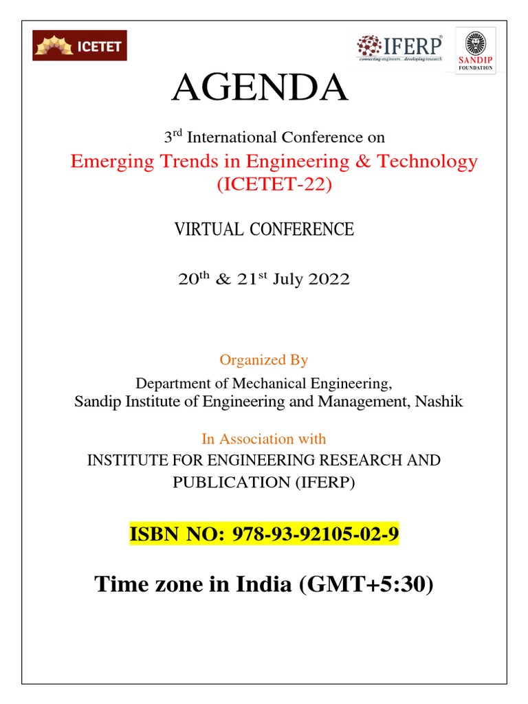 ICETET - 22 Agenda Final | PDF | Internet Of Things