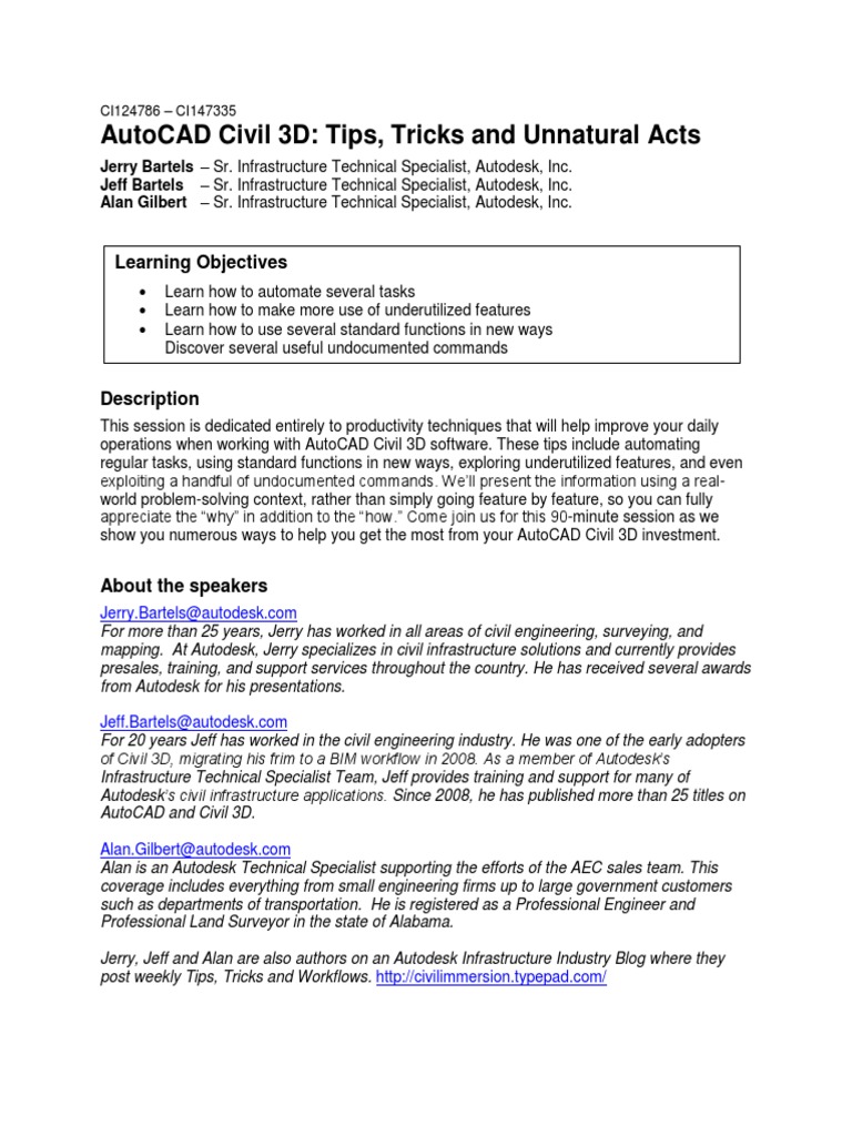 Autocad Civil 3D: Tips, Tricks and Unnatural Acts: Learning Objectives ...