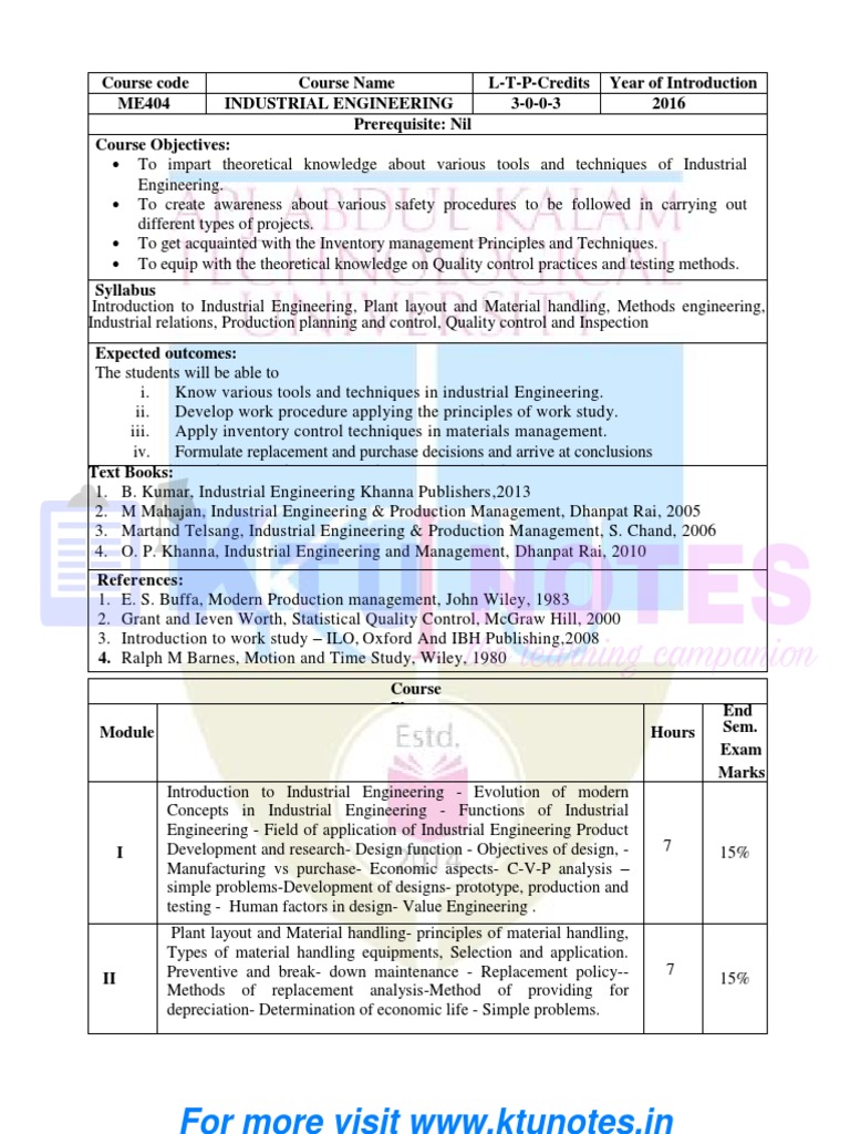 ME404 Industrial Engineering Project Guide | PDF | Engineering ...