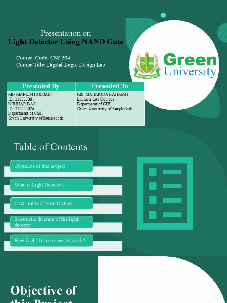 DLD Project Presentation Light Detector | PDF | Electronic Circuits | Logic Gate
