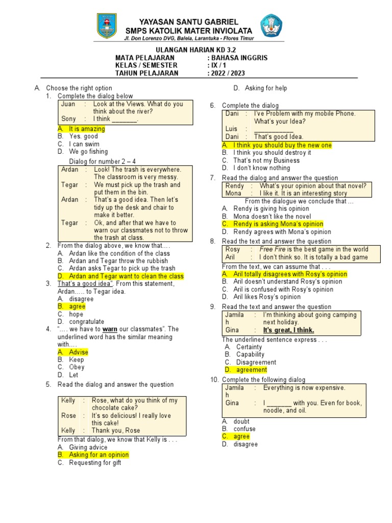 Soal Uh 2 2022-2023 | PDF