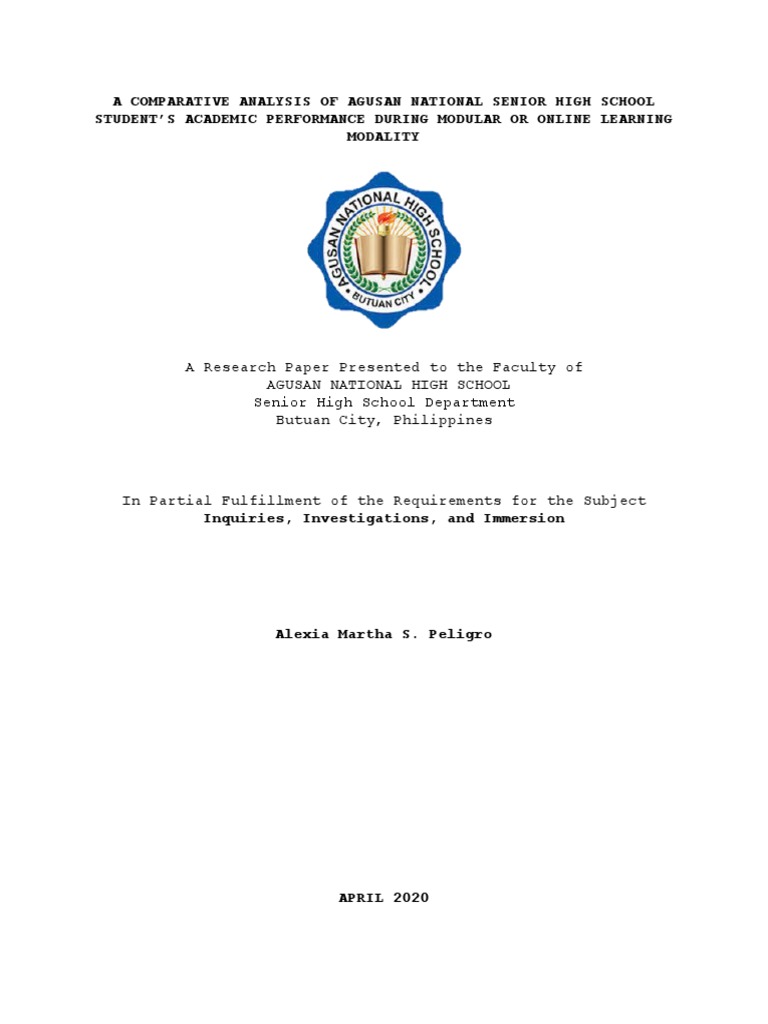 A COMPARATIVE ANALYSIS OF STUDENT PERFORMANCE IN A MODULAR AND ONLINE ...