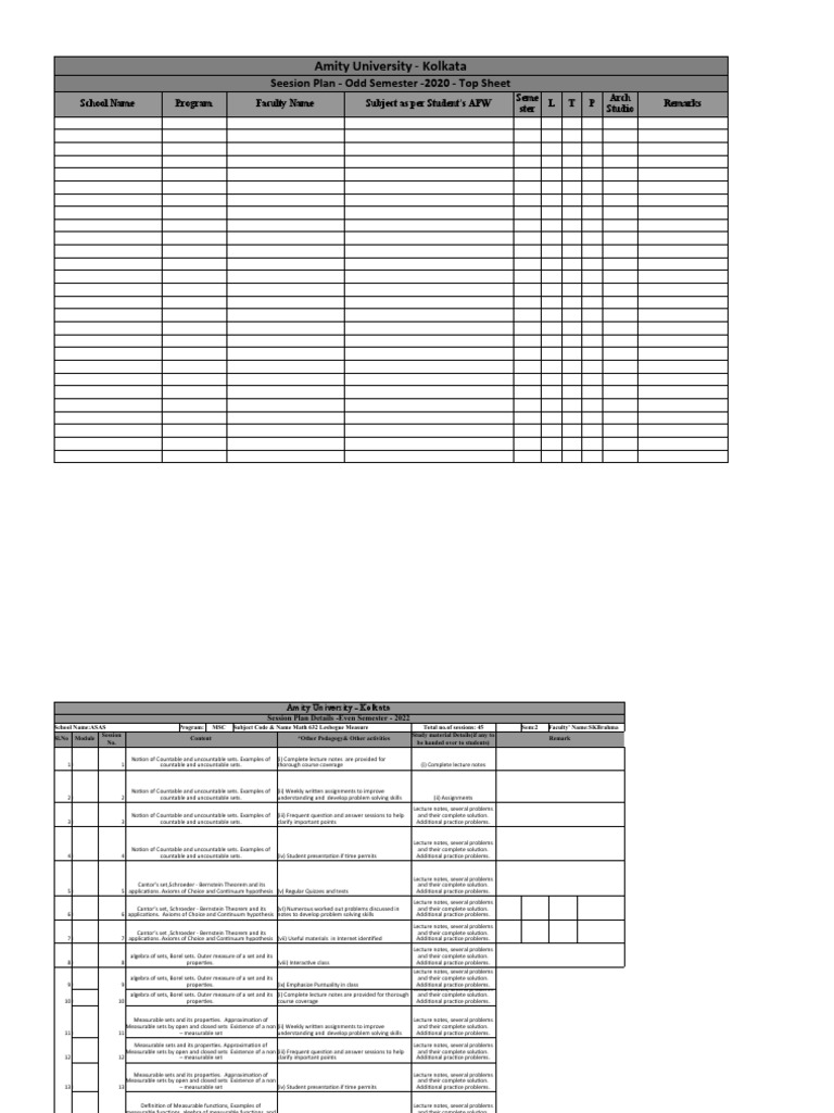 Sessionplan Format Evensem 2021 Math 632 | PDF | Lebesgue Integration ...