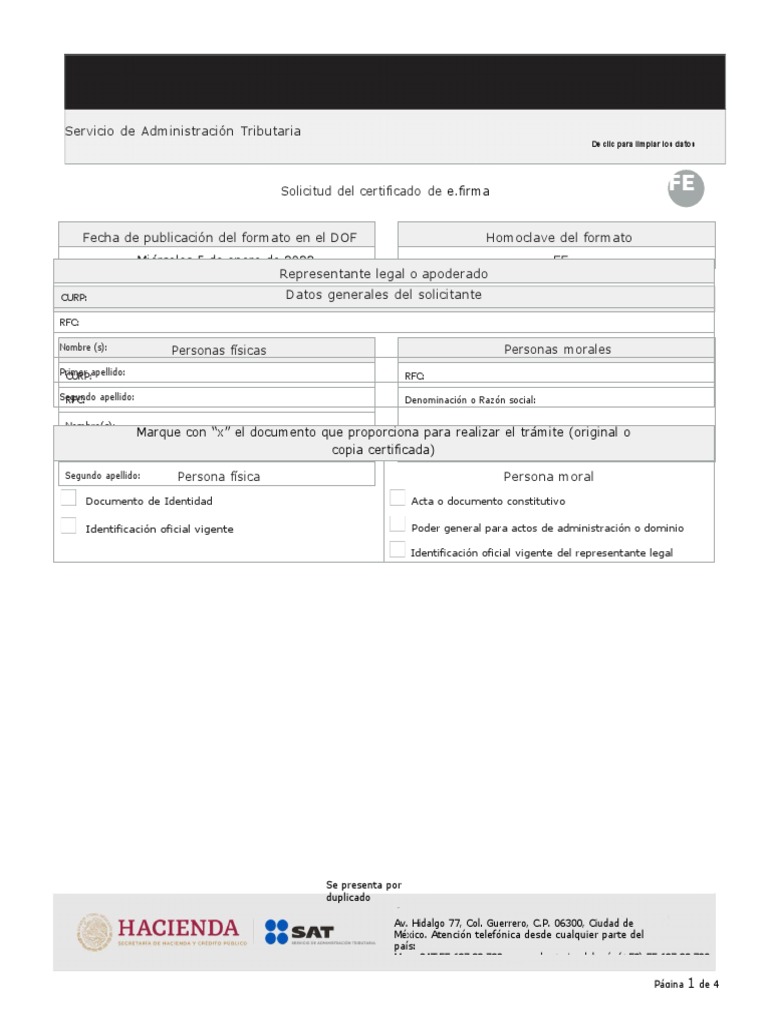 E.firma: Curp: RFC: Nombre (S) : Primer Apellido: Segundo Apellido ...