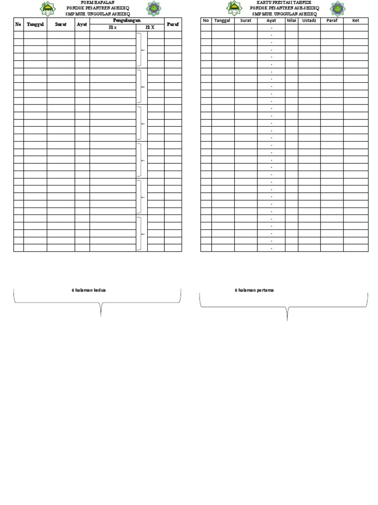 KARTU TAHFIDZ Cetak | PDF