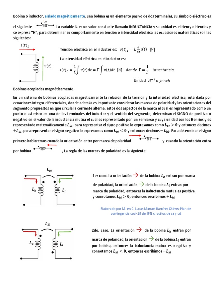 Bobinas Acopladas | PDF | Inductor | Corriente eléctrica