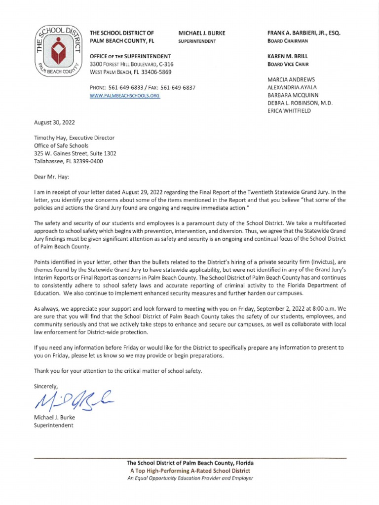 Burke's Letter To Florida Department of Education | PDF