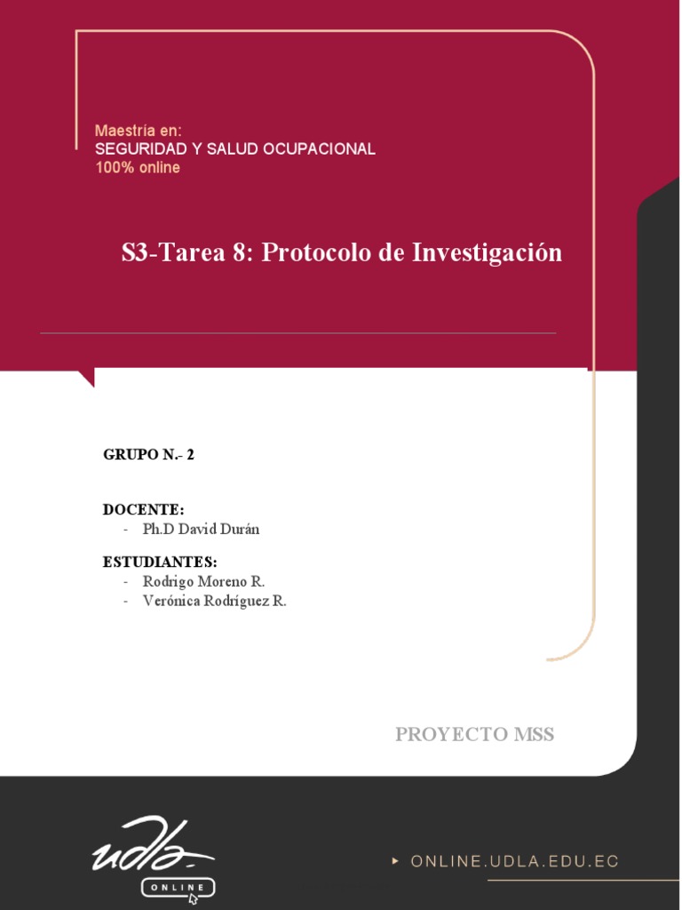 s3 - Tarea 8 - Grupo 2 - Protocolo de Investigacion | PDF | Burnout ocupacional | Estrés (biología)