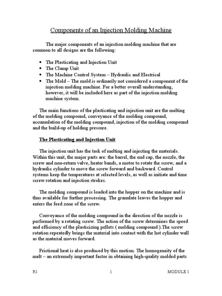 Components of An Injection Molding Machine R1 | PDF | Valve ...