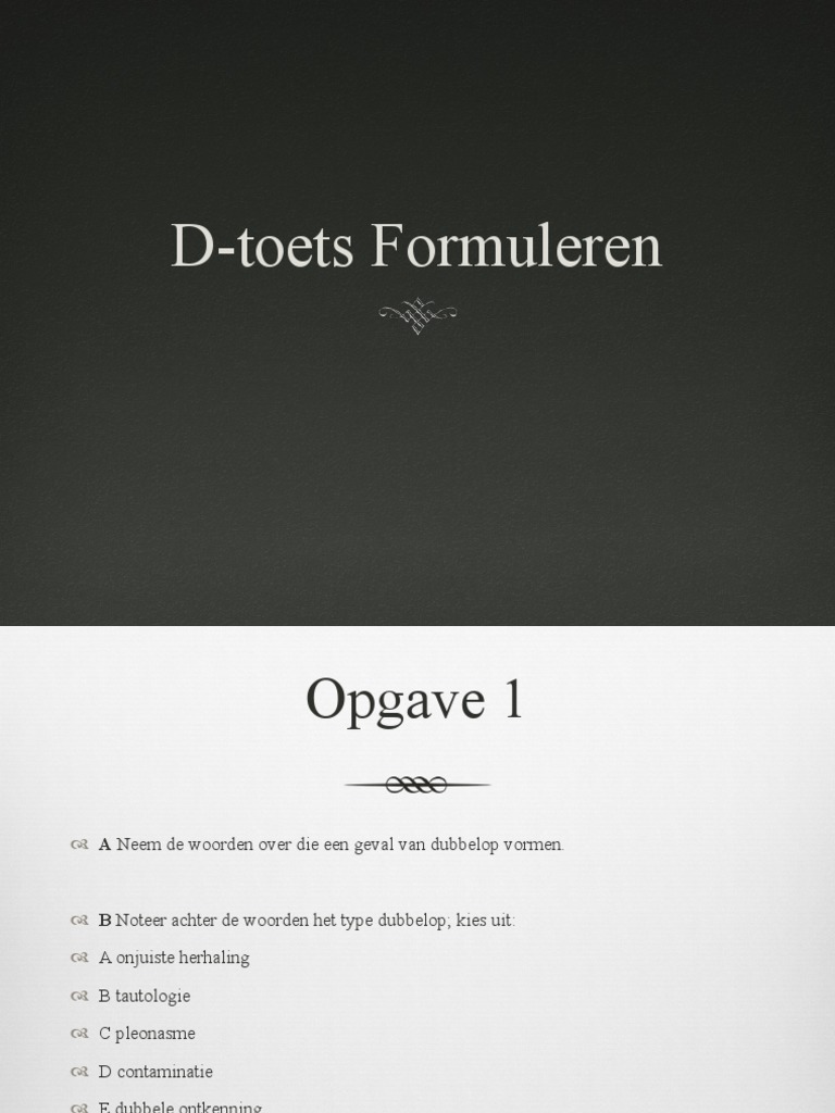 D Toets Formuleren Klas 4 | PDF