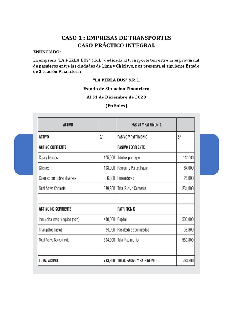 Caso - 1 Practico Integral Transportes | PDF | Contabilidad | Economias