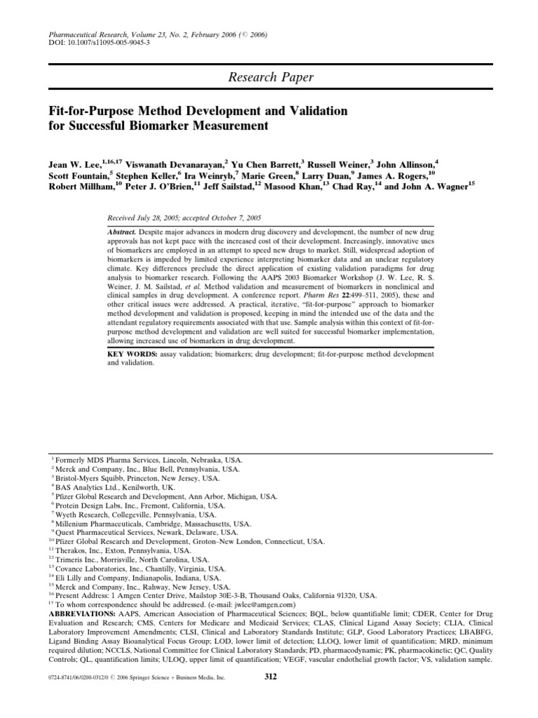 Fit For Purpose Method Development | PDF | Assay | Outlier