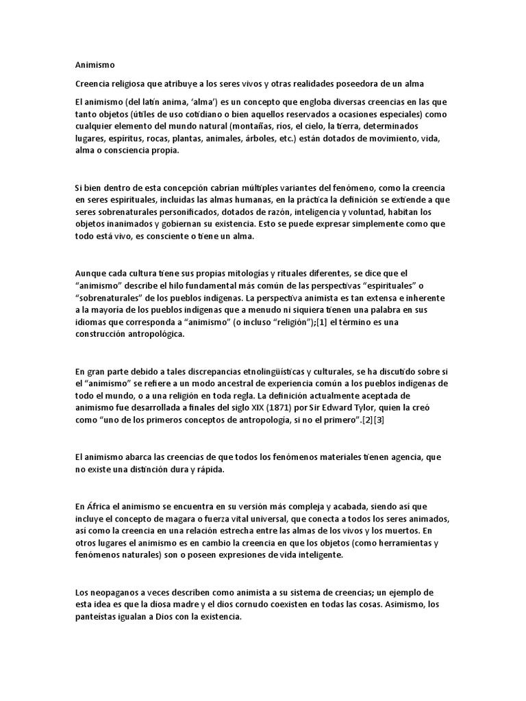 Definición y Creencias del Animismo | PDF | Chamanismo | Religiones ...