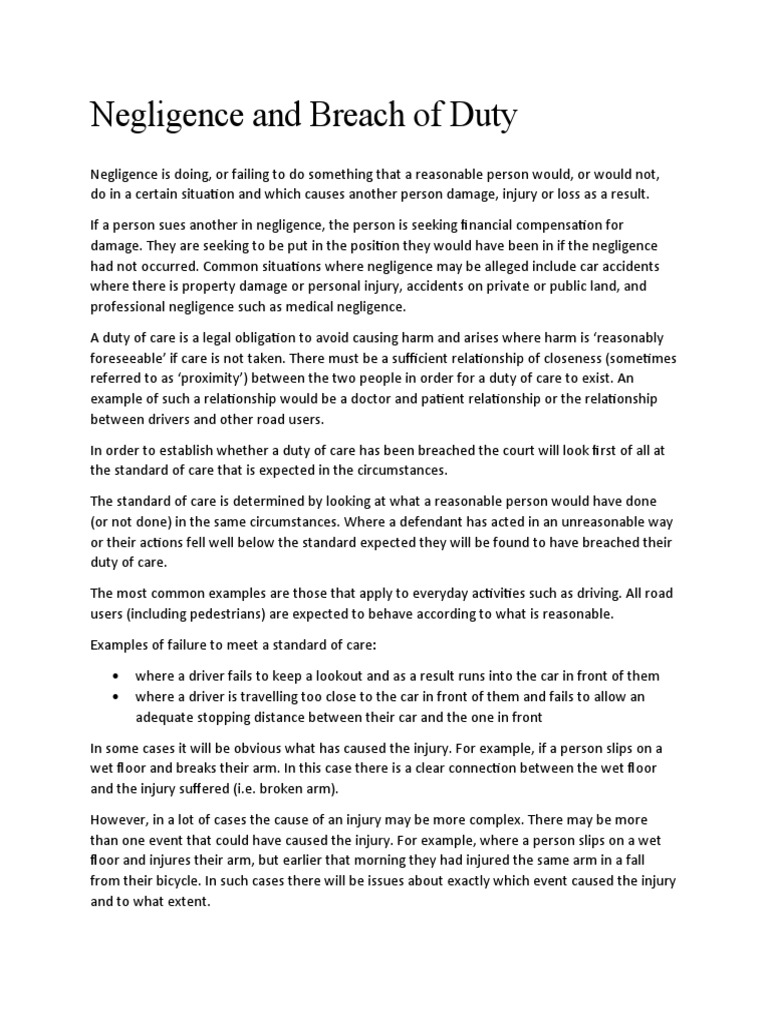 Understanding Negligence and Duty of Care | PDF | Negligence | Duty Of Care