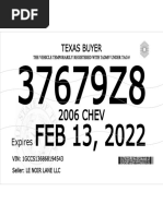 PDF Blank Printable Temporary License Plate Template | PDF | Land ...