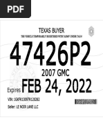PDF Blank Printable Temporary License Plate Template | PDF | Land ...