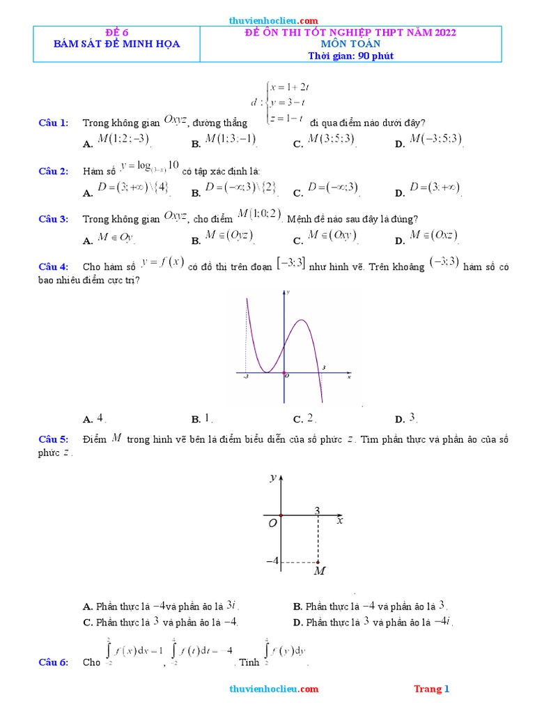 De On Thi TN THPT 2022 Mon Toan Phat Trien Tu de Minh Hoa de 6 | PDF