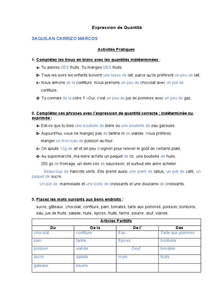 Expression de Quantite Activites | PDF | Mayonnaise | Chocolat