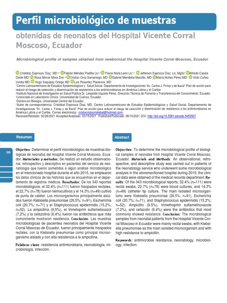 Perfil Microbiológico en Neonatos Ecuador | PDF | Septicemia ...