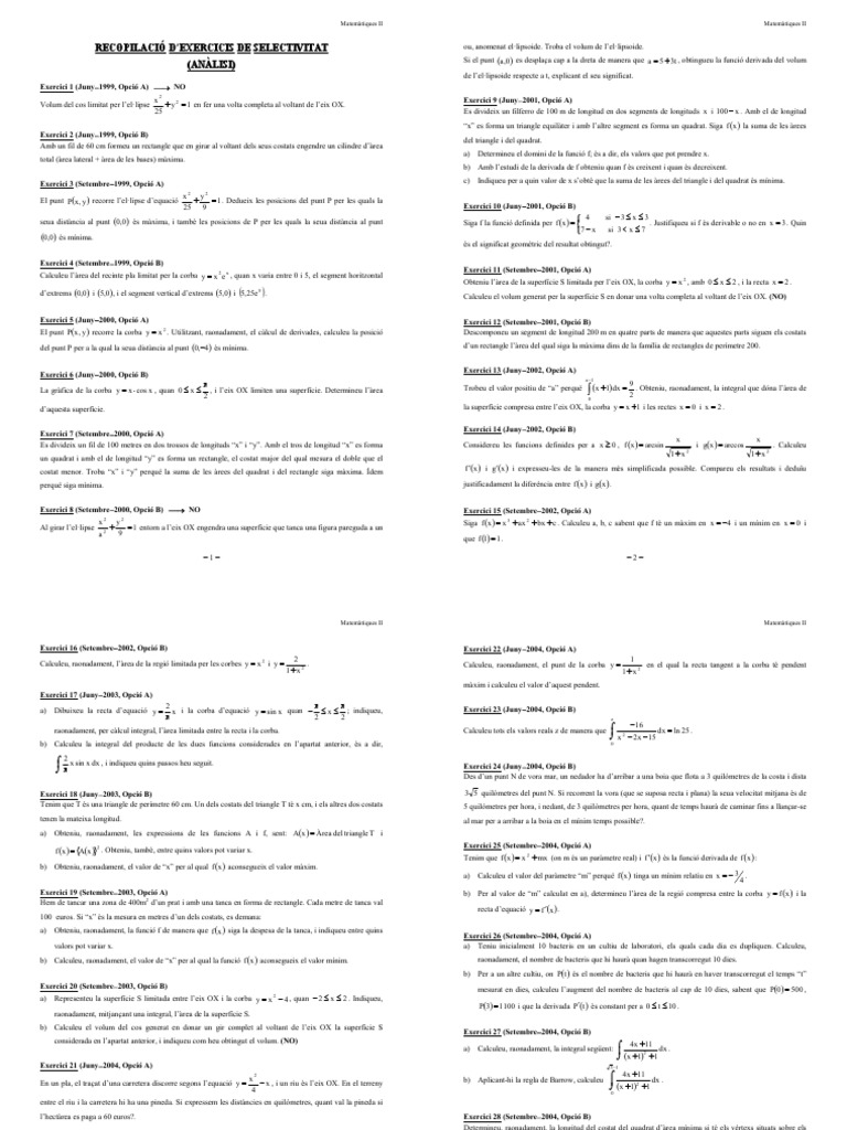 Exercicis Selectivitat Analisi | PDF