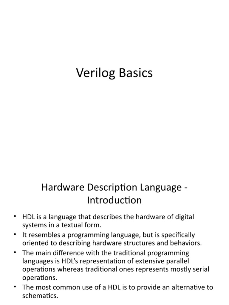 Verilog Basic | Download Free PDF | Hardware Description Language | Computer Engineering