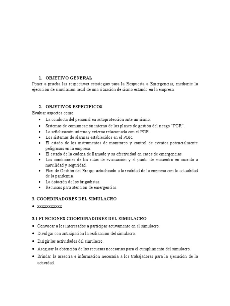 Protocolo Simulacro Nacional 2020 Empresas | PDF | Simulación
