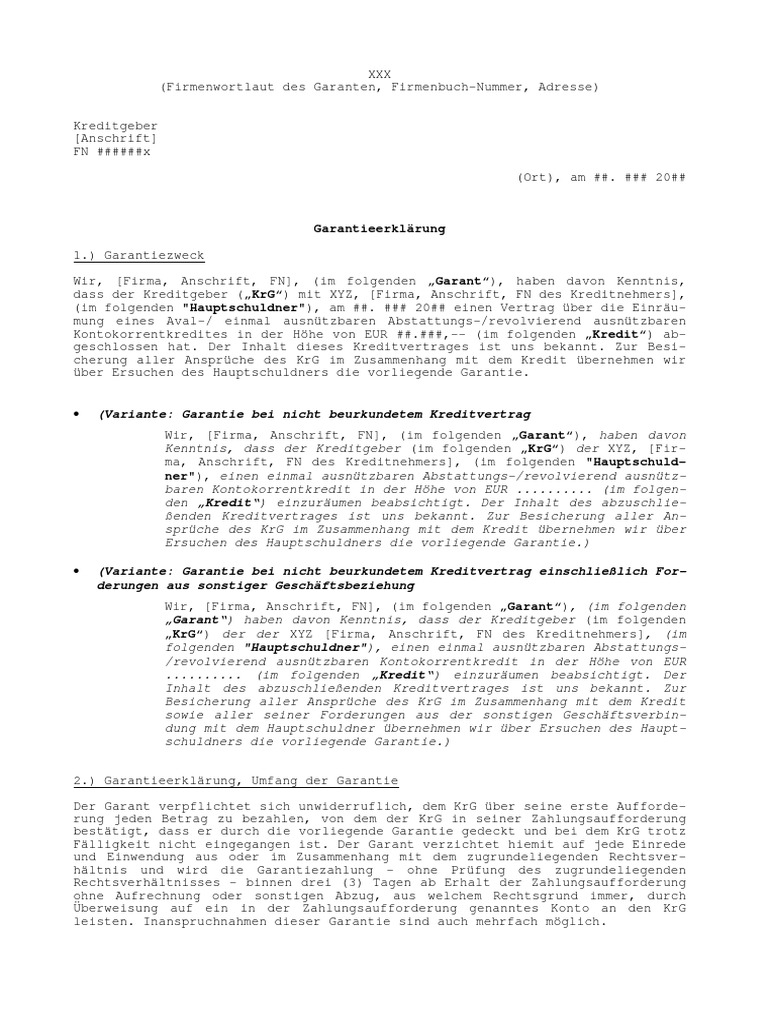 Muster 4 - Garantieerklärung | PDF