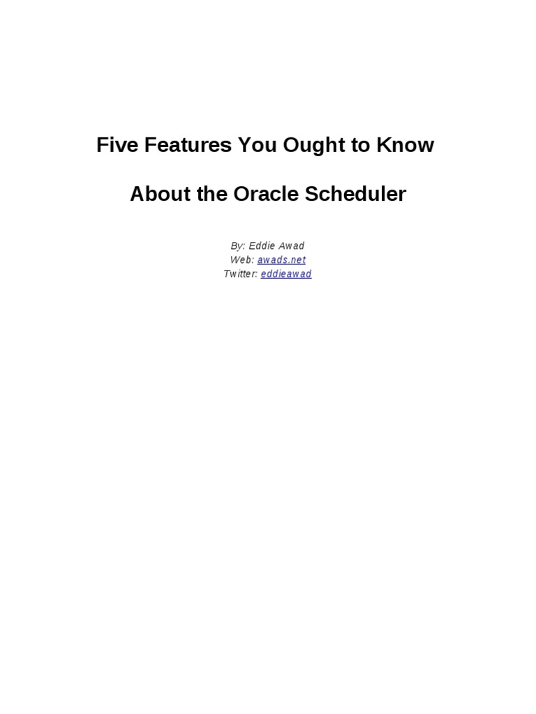 Five Features You Ought To Know About The Oracle Scheduler | PDF ...