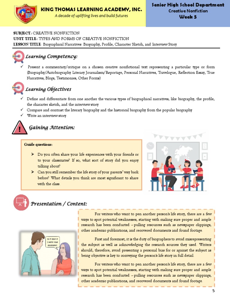 Module 5 | PDF | Biography | Narrative