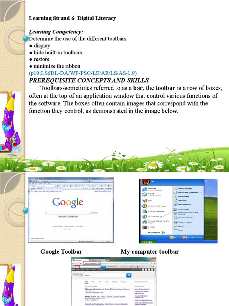 11-LS6 DL Determine The Use of The Different Toolbars | PDF | Window (Computing) | Software ...