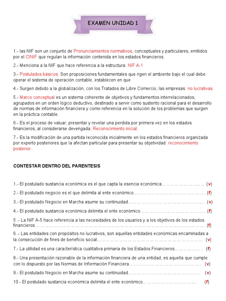 Examen de Contabilidad | PDF | Contabilidad | Estado financiero