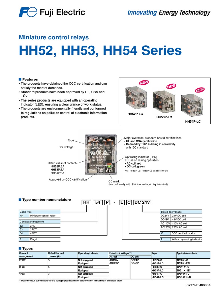 HH52, HH53, HH54 Series: Miniature Control Relays | PDF | Alternating Current | Inductor