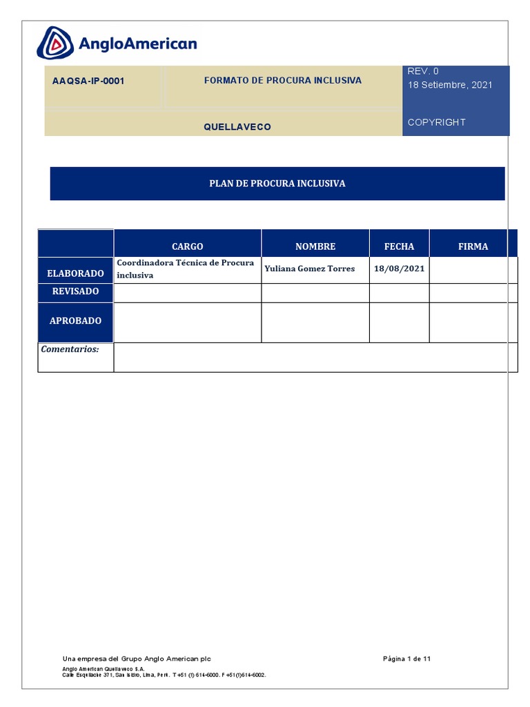 Formato Guía Plan de Procura Inclusiva | PDF