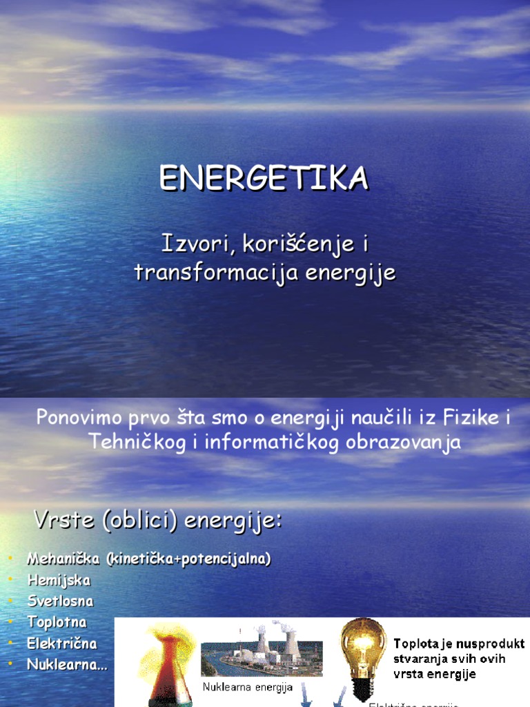 Izvori I Koriscenje Energije | PDF