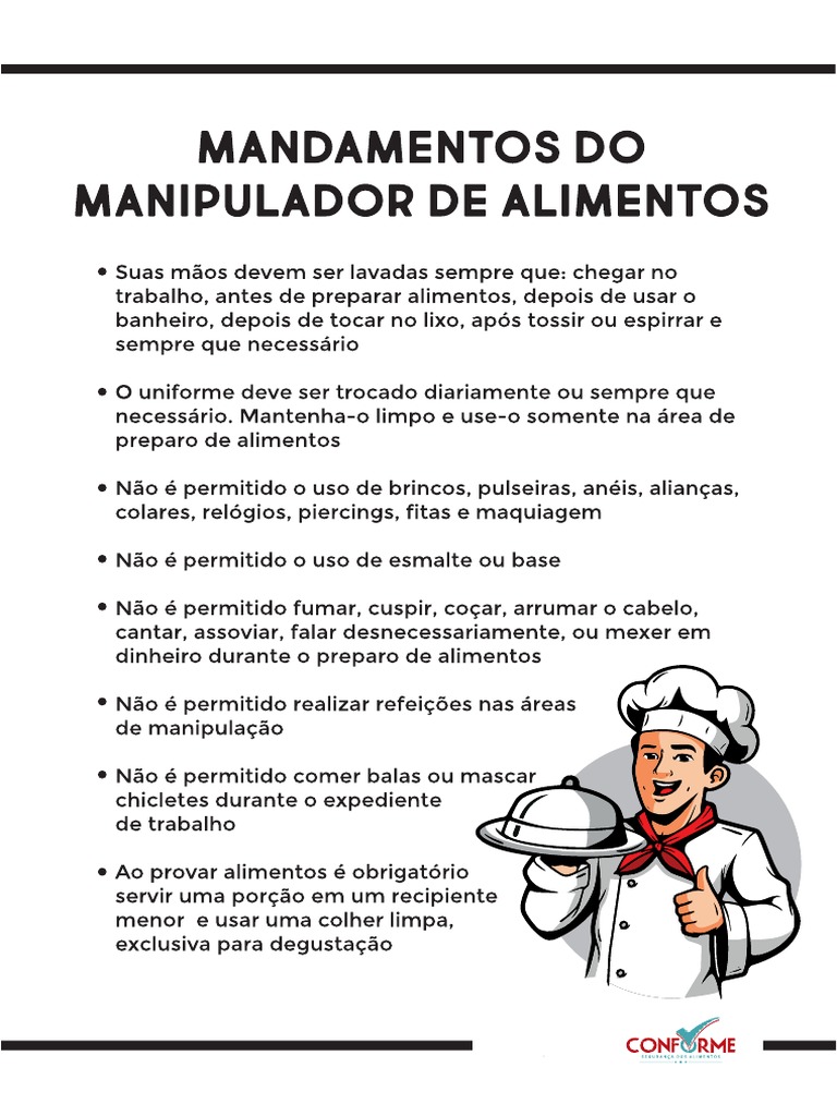 Mandamentos Do Manipulador de Alimentos | PDF
