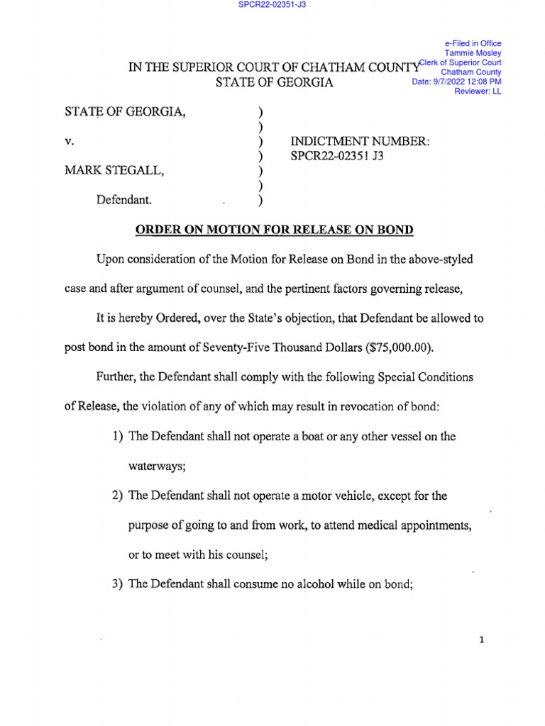 Mark Stegall Bond Conditions | PDF