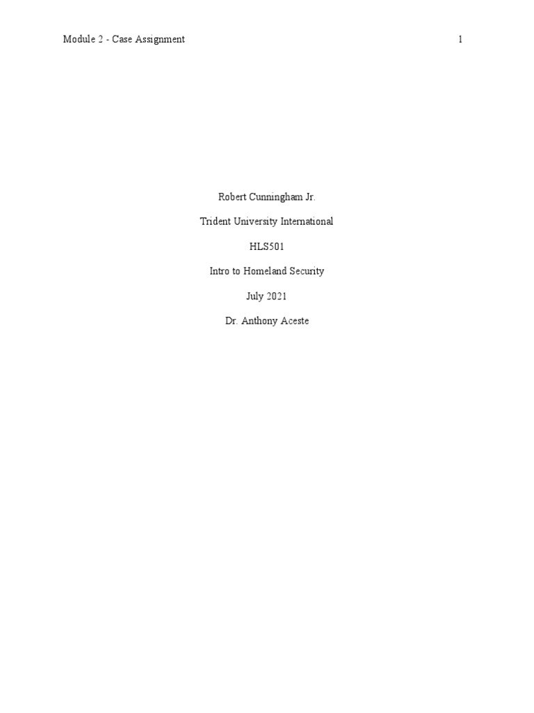 DHS Module 2 Case Assignment | PDF | United States Department Of ...