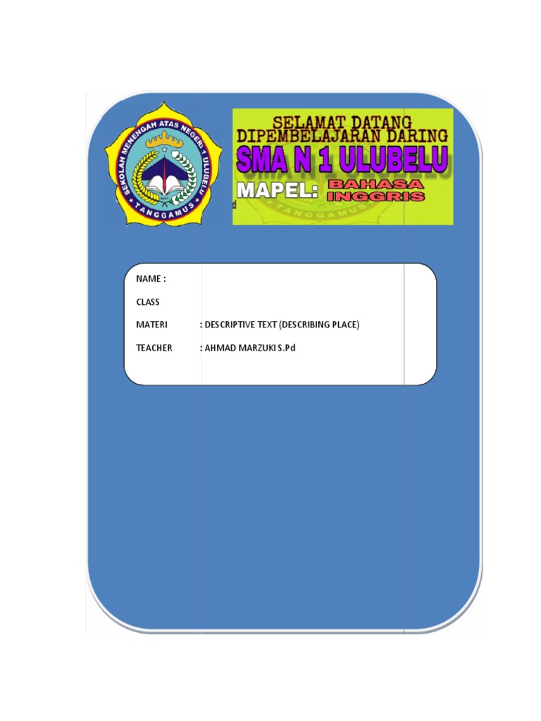 LKPD Work Sheet Descriptive Text Kelas X Sma | PDF | Adverb | Linguistics