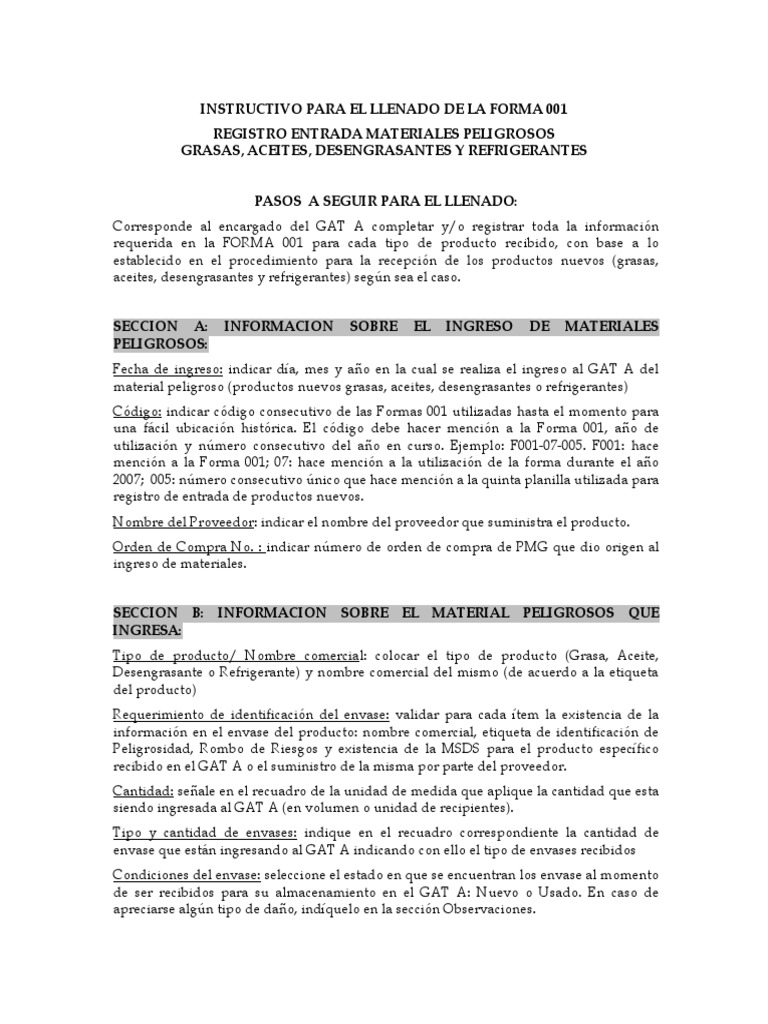Instructivo Llenado FORMA 001 | PDF | Tecnología