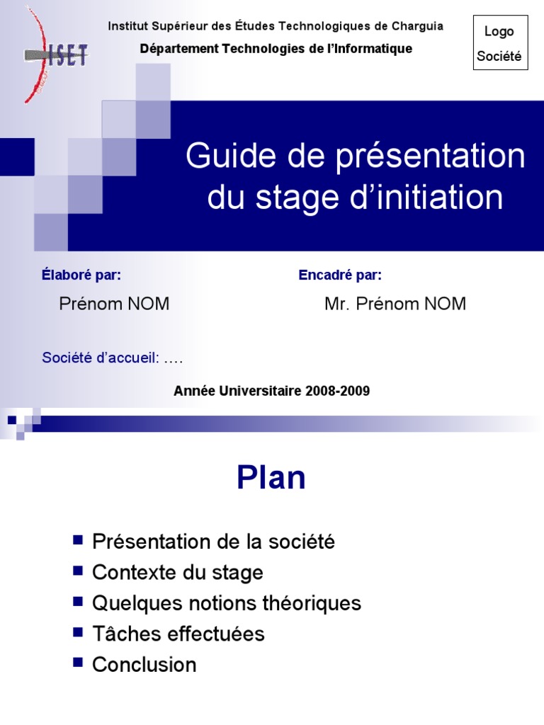 Guide de Présentation Du Stage D'initiation: Prénom NOM Mr. Prénom NOM | PDF | Informatique