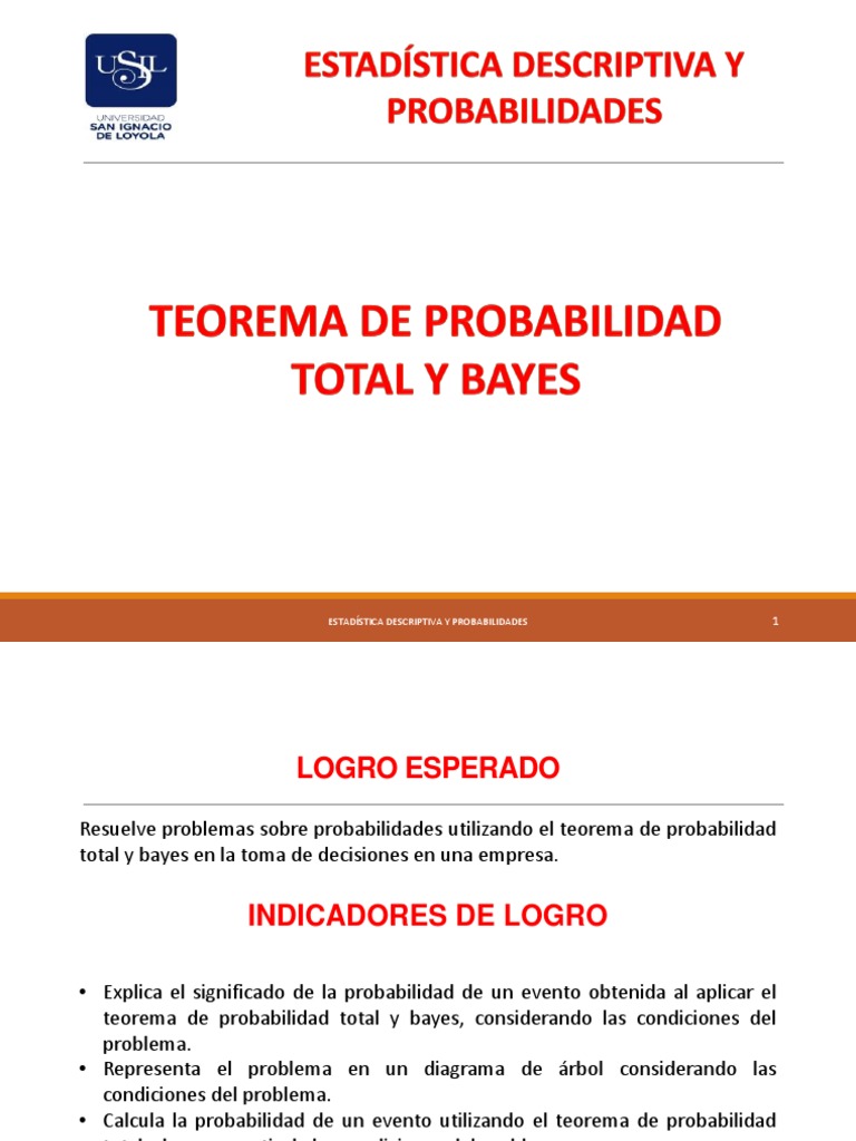 Semana 8 - Sesiones 15 y 16 - Teorema de Probabilidad Total y Bayes | Descargar gratis PDF ...